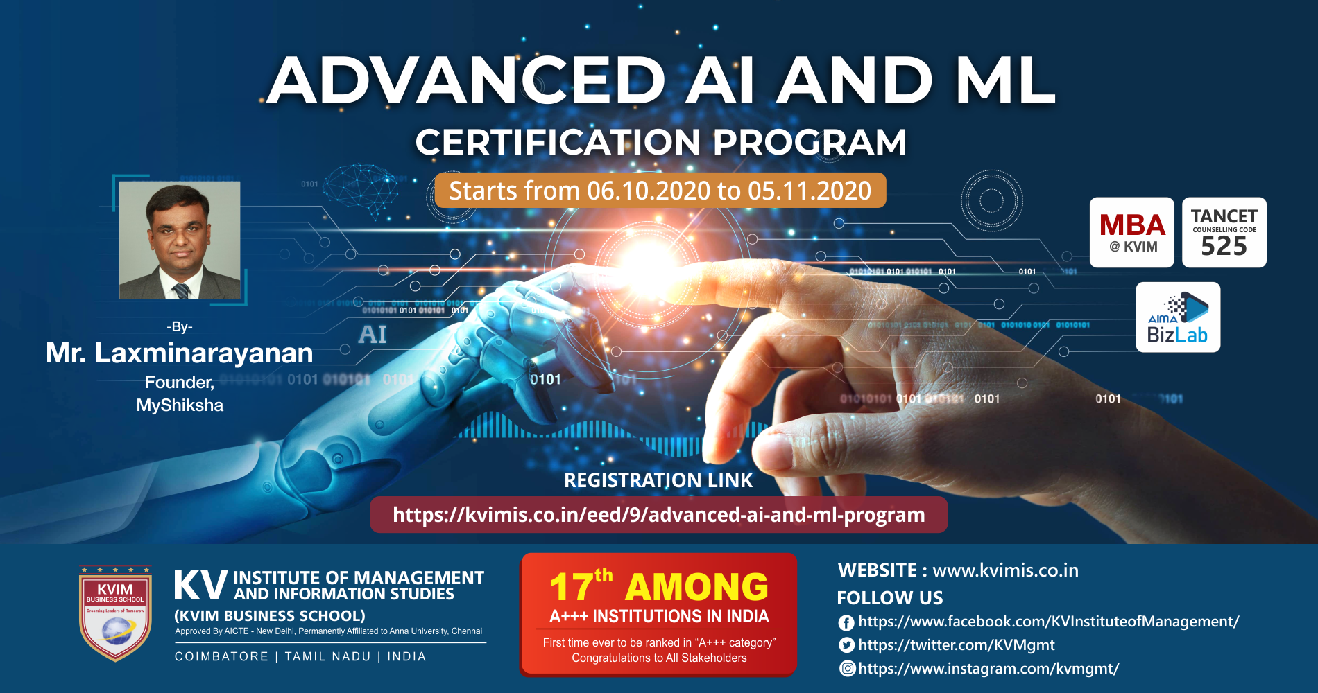 Advanced AI and ML Certification Program | KVIM